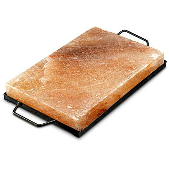 Himalayan Salt Plate & Stainless Steel Holder, Salt Slab Block, for ...