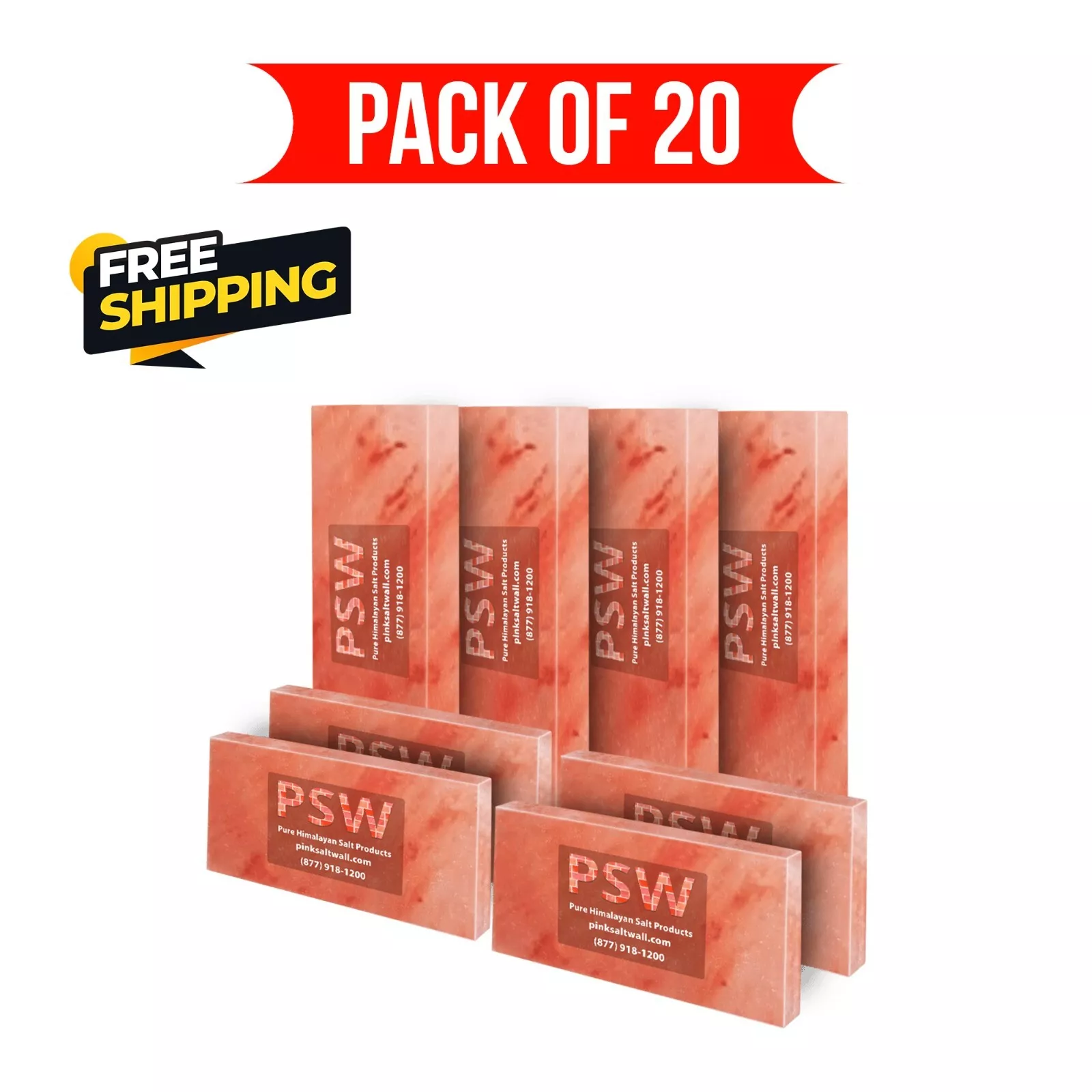 20 Himalayan Salt Tiles 8x4x1 Pure Blocks for Spa, Room Décor, Wall ...