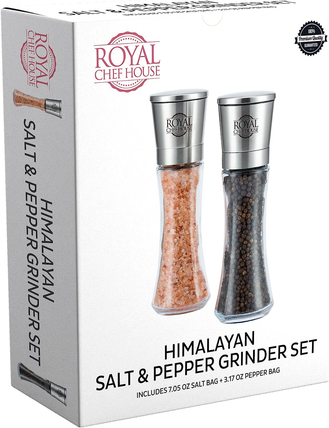 Himalayan High-Quality Stainless Steel Salt and Pepper Grinder Set with ...