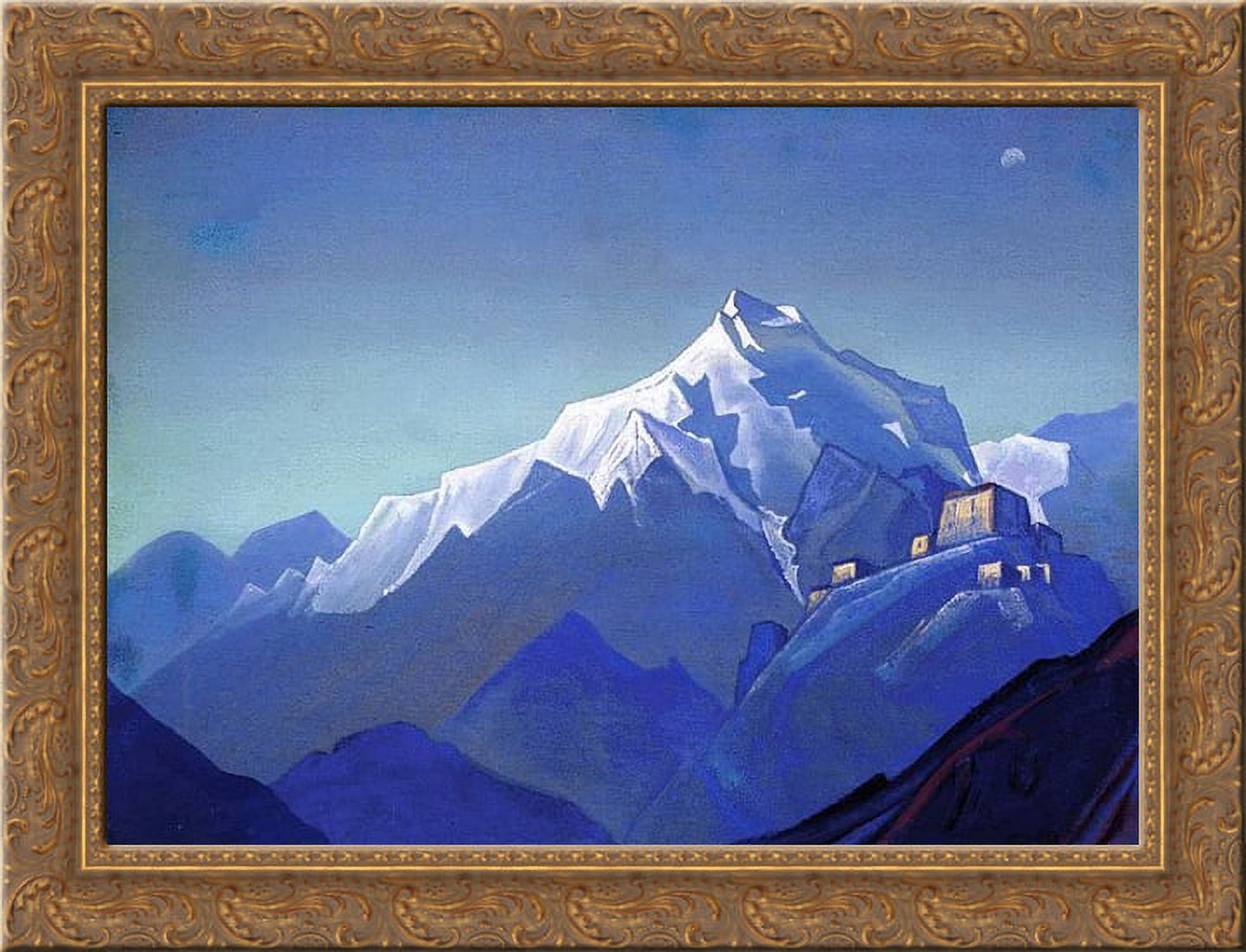 Himalayas. Blue mountains. 24x18 Gold Ornate Wood Framed Canvas Art by ...