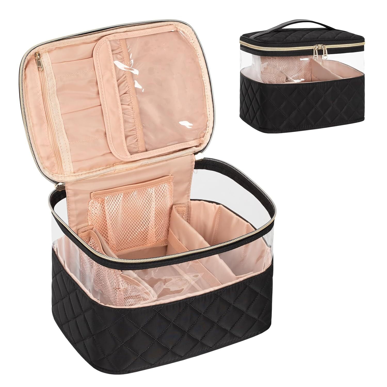 Himaly Large Clear Makeup Bag, Travel Cosmetic Bag for Women with ...