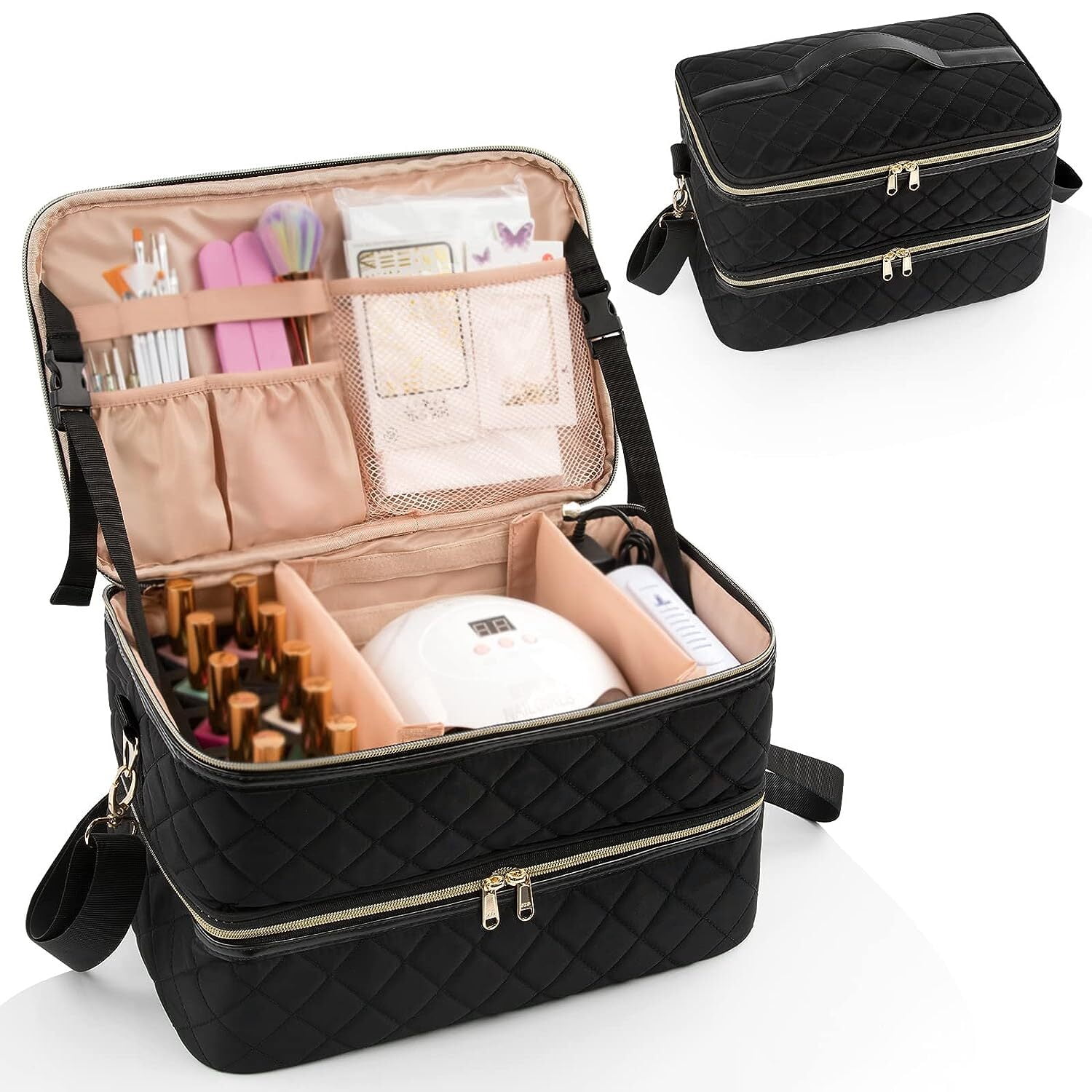 Himaly Nail Polish Organizer Case, Double Layer Storage Bag, Portable ...