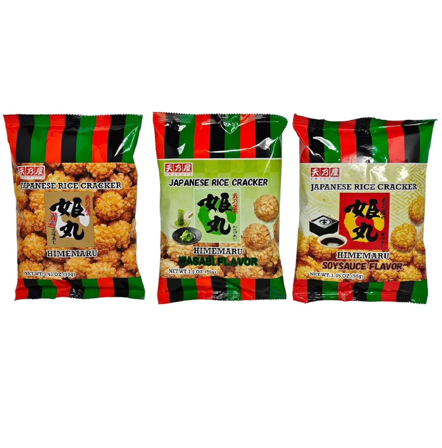 Himemaru Japanese Rice Crackers (Variety HYZ01 3 packs: Original ...