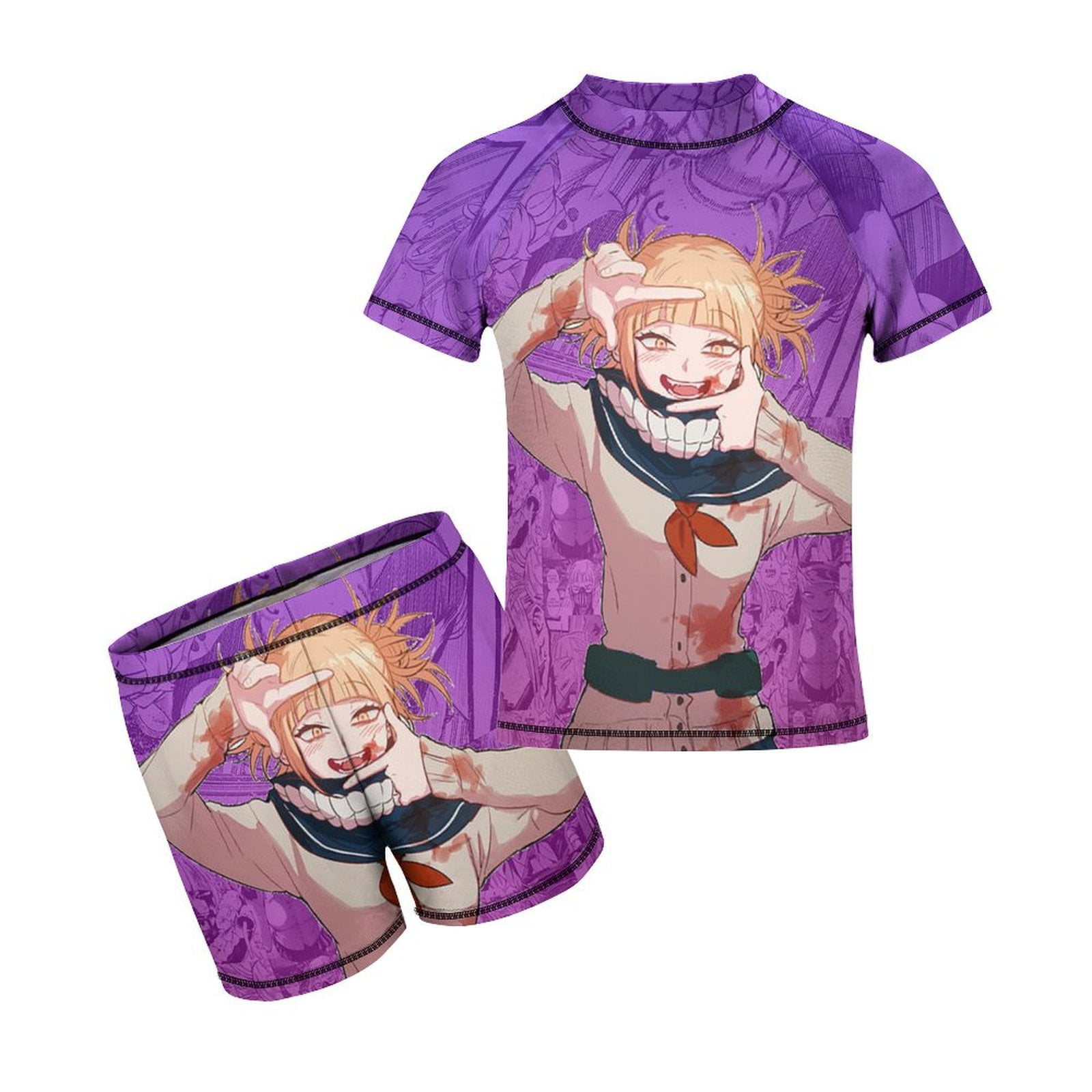 Himiko Toga Boys Rash Guard Set 2 Piece Swimsuits Short Sleeve Bathing ...