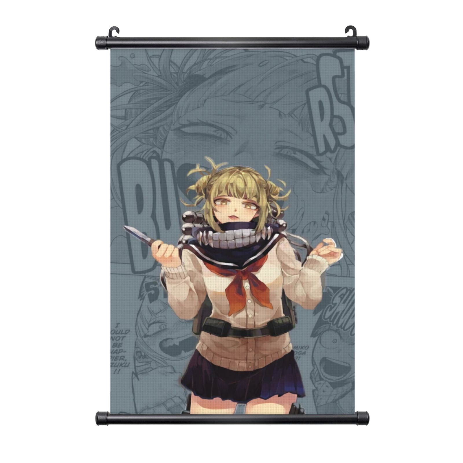 Himiko Toga Hanging Poster, Black Plastic Shaft Wall Hanging Posters Scroll Hanger, Canvas ...