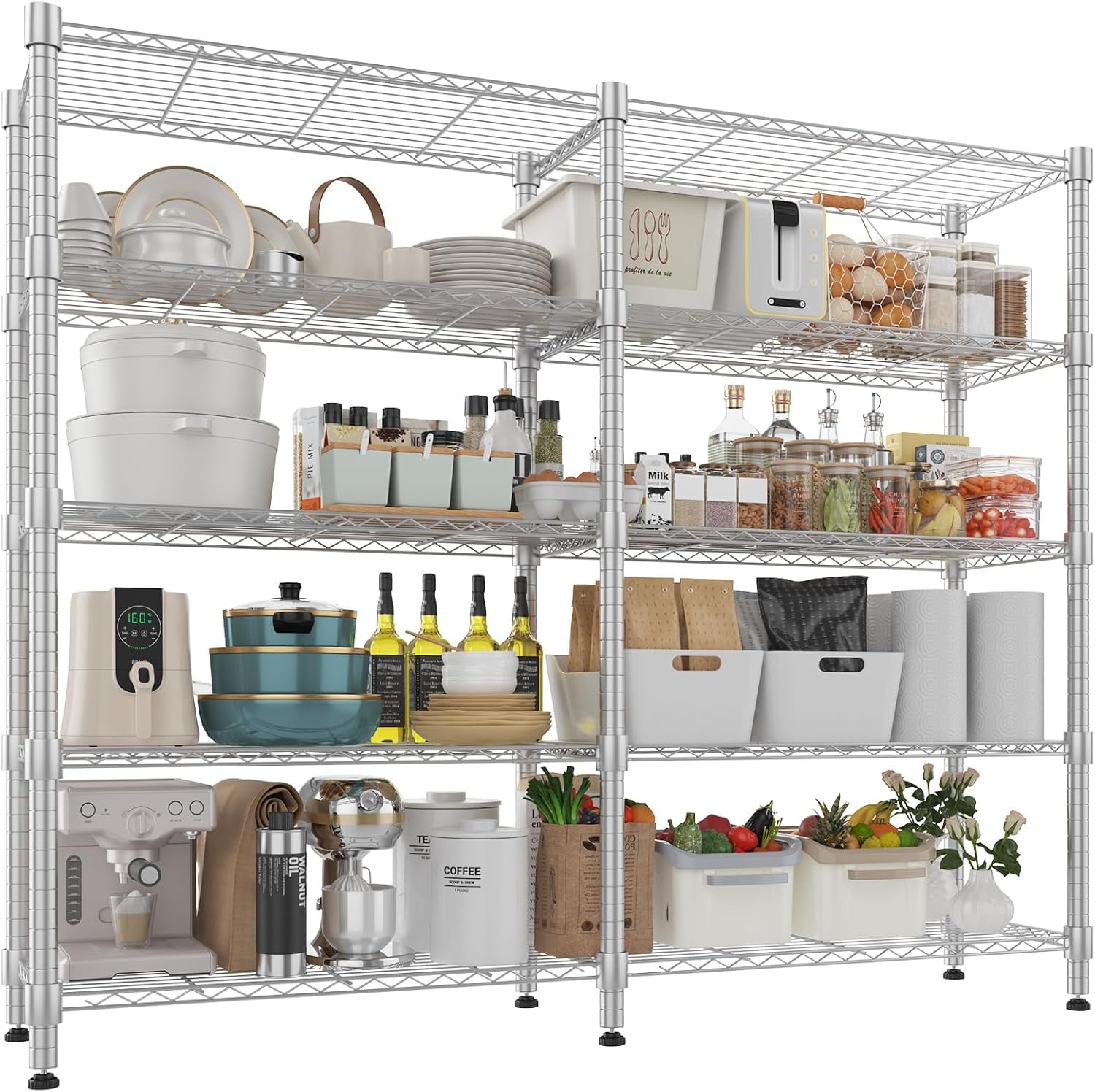 Himimi Storage Shelves-5 Tier Heavy Duty Wire Shelving Unit with ...