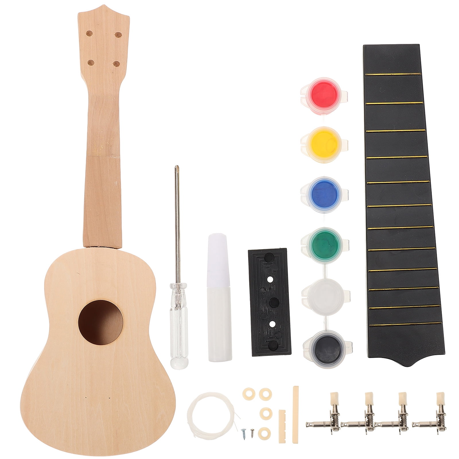 Himition 1 Set DIY Ukulele Kit Unpainted Ukulele Kit Wooden Ukulele ...