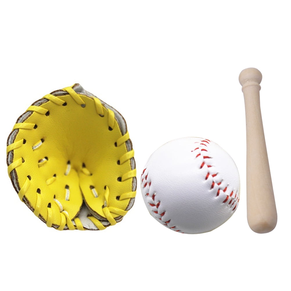 Himition 1 Set Dollhouse Mini Baseball Playset Miniature Baseball Bat ...