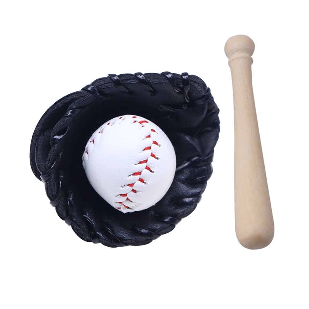 Himition 1 Set Dollhouse Mini Baseball Playset Miniature Baseball Bat ...