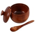 Himition Wooden Sugar Jar Set with Lid and Spoon, Small Salt Container ...