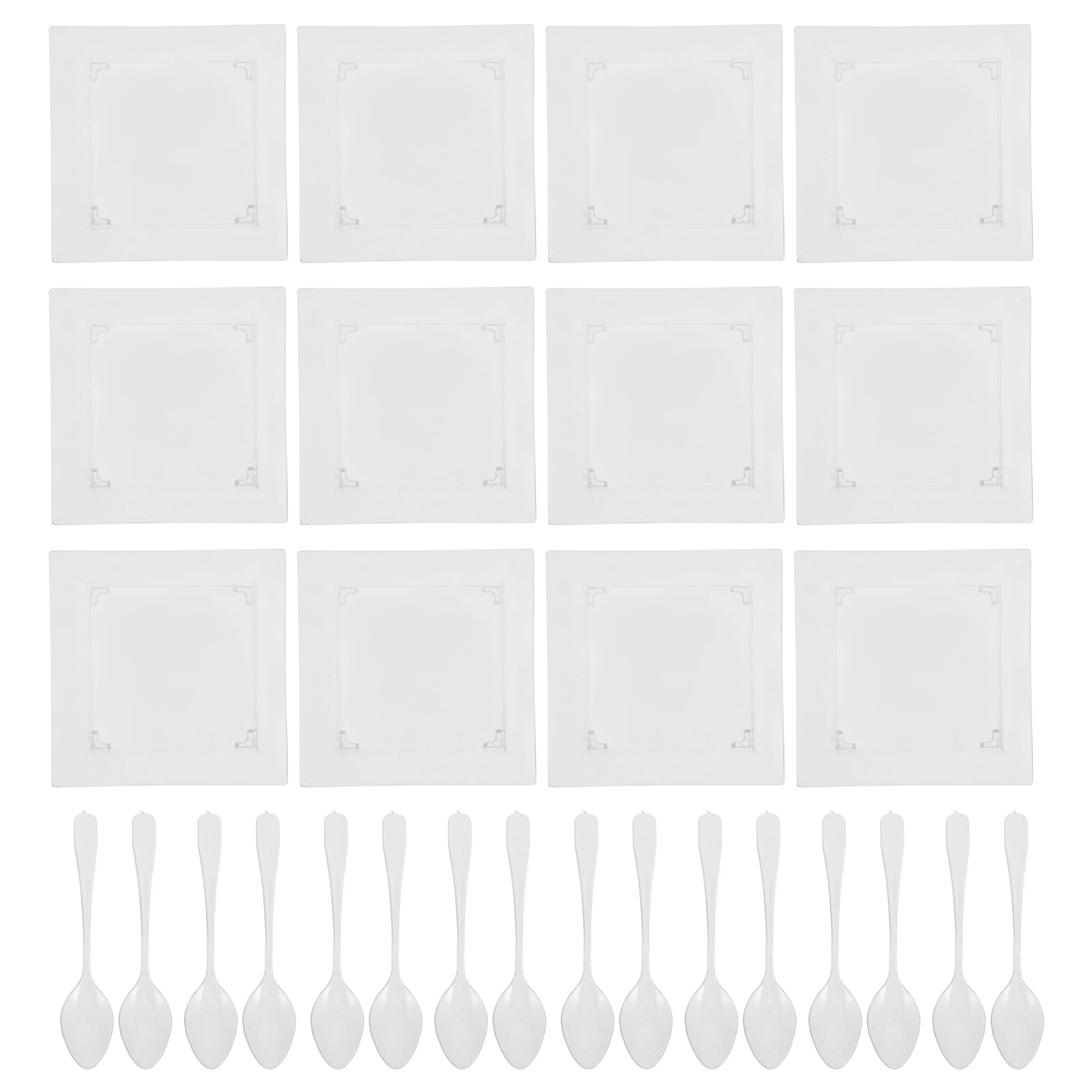 FELTECHELECTR Clear Plastic Square Plates for Party Use Reusable and ...