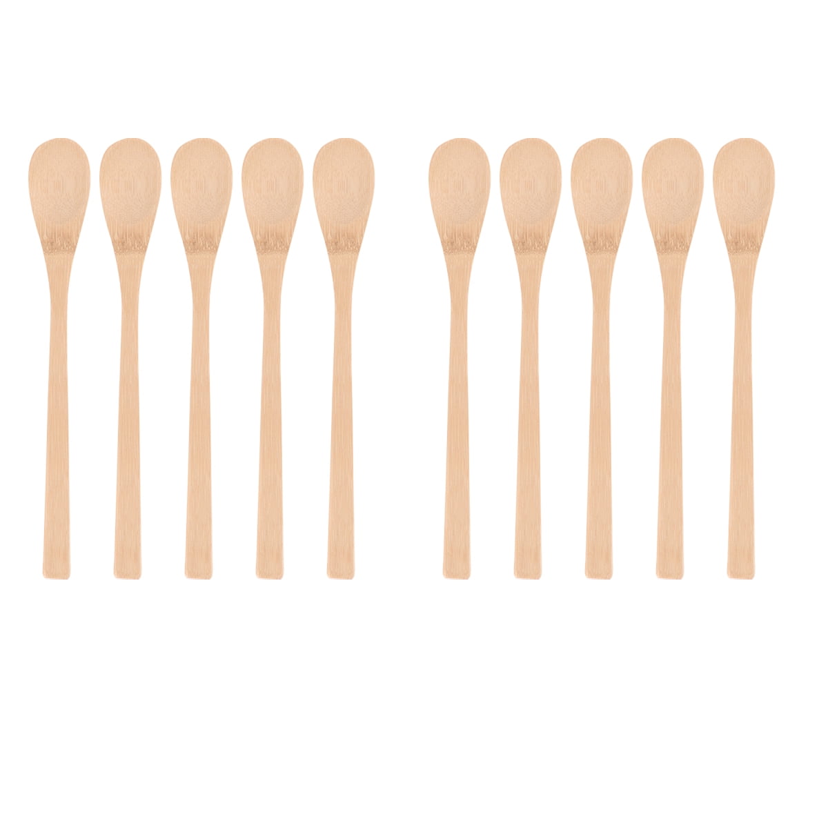 Himition 10pcs Bamboo Long Handle Small Spoon Teaspoon Kitchen Honey ...