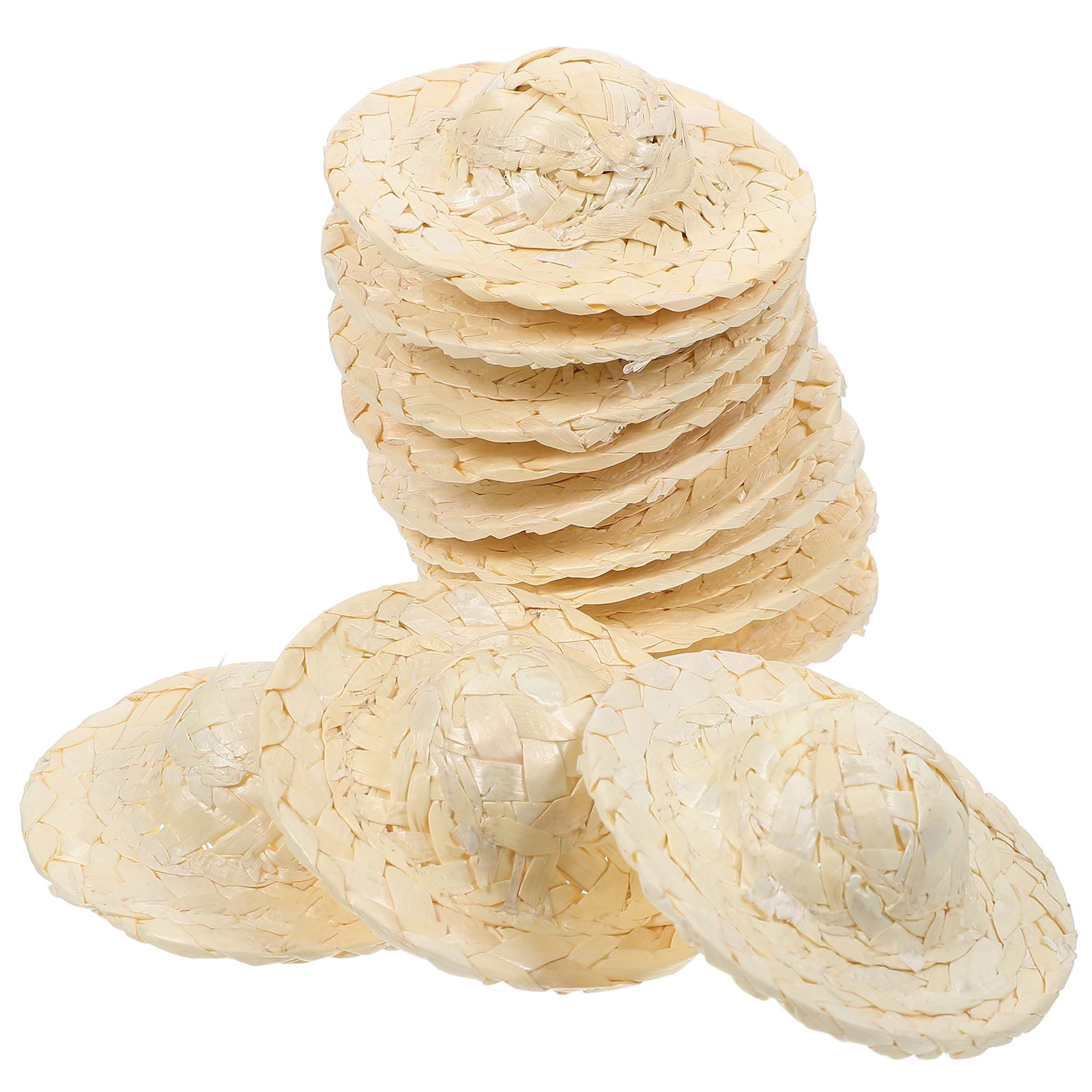 Himition 12pcs Handmade Mini Woven Hat Cute Small Straw Hat Decoration ...