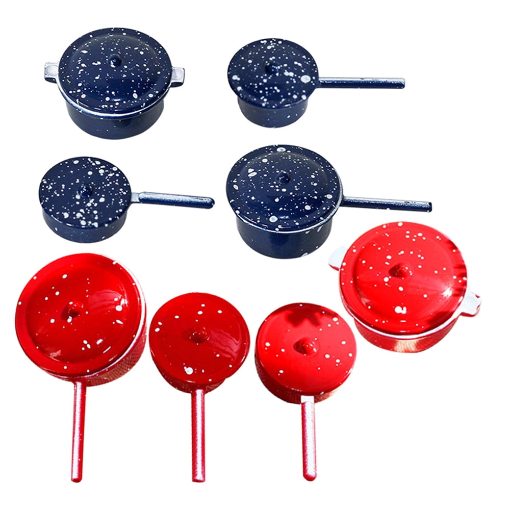 Himition 2 Set of Miniature Pots Pan Models Miniature Doll House ...