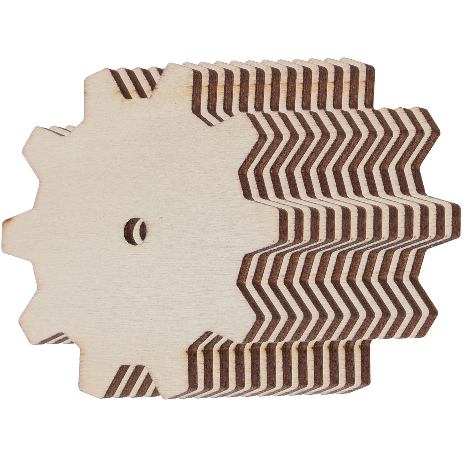 Himition 20Pcs Unfinished Wood Cutouts Gear Shape Wood Slices Blank ...