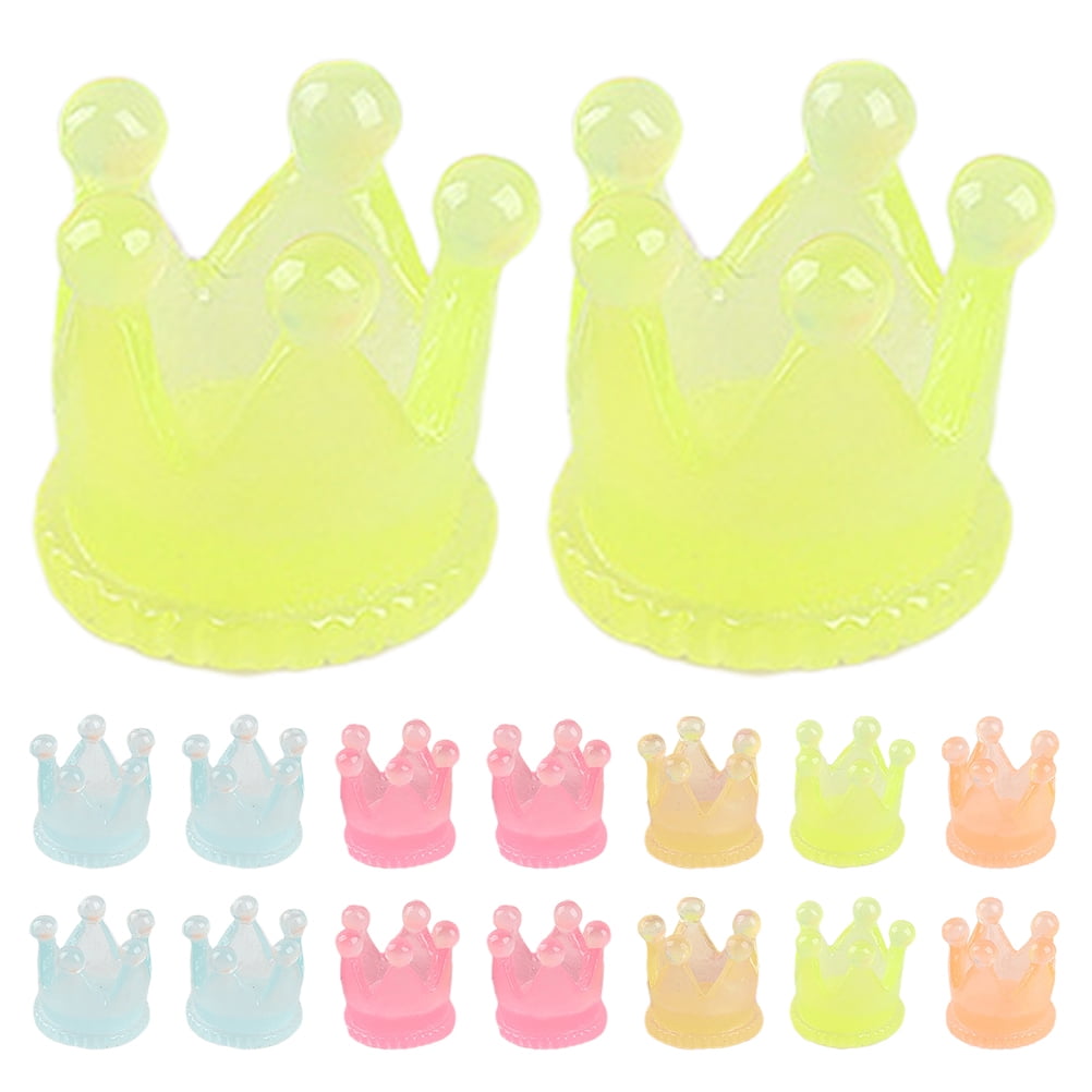 Himition 20pcs Luminous Mini Crowns Decors Resin Tiny Crowns Potted ...