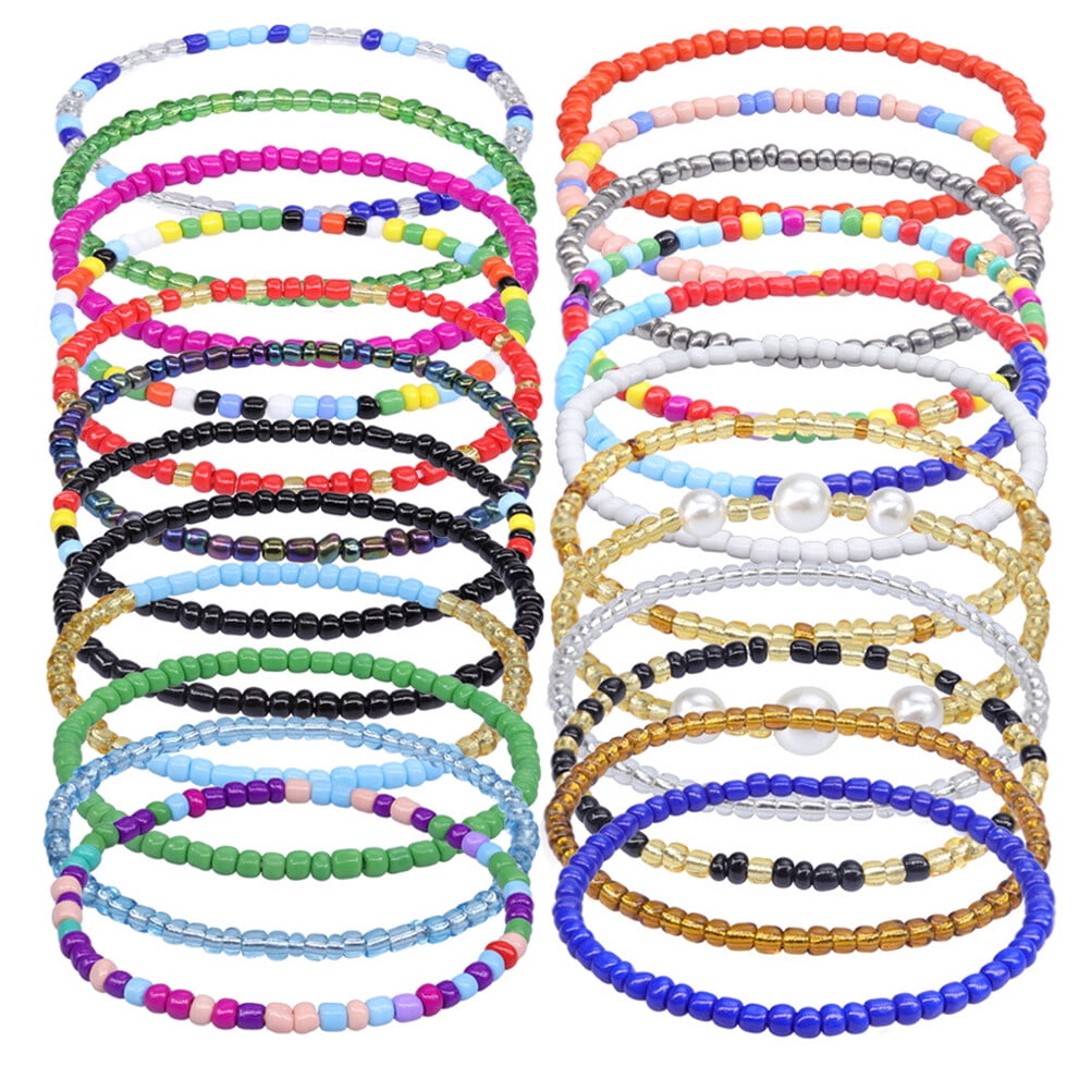Himition 24pcs Beaded Ankle Chain Bohemian Style Anklet Foot Chain ...