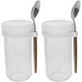 Himition 2pcs Oats Jar Wide Mouth Oatmeal Prep Container Mason Canning Jar Yogurt Oatmeal Cup