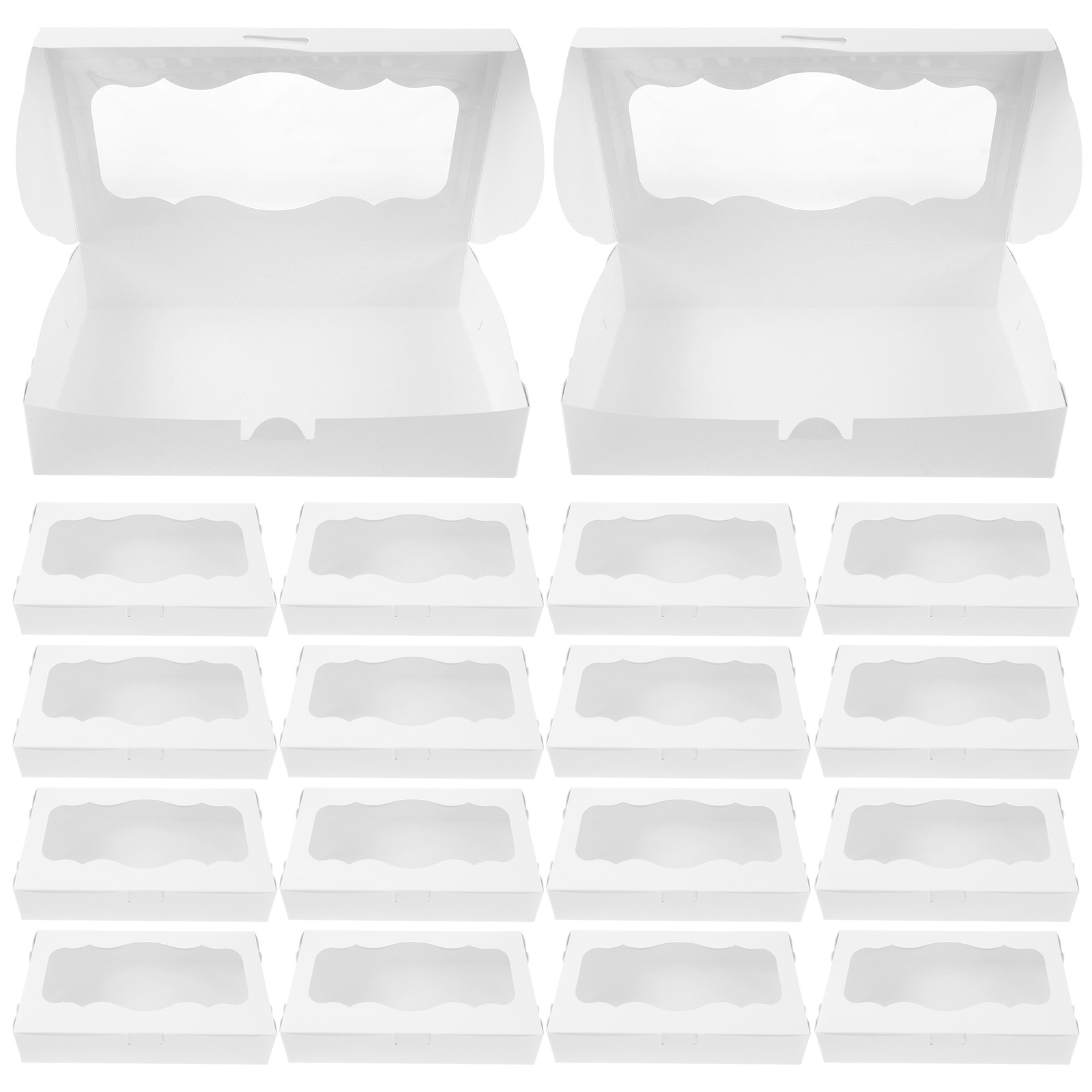 FELTECHELECTR White Paper Cake Boxes with Window for Party Use Portable ...