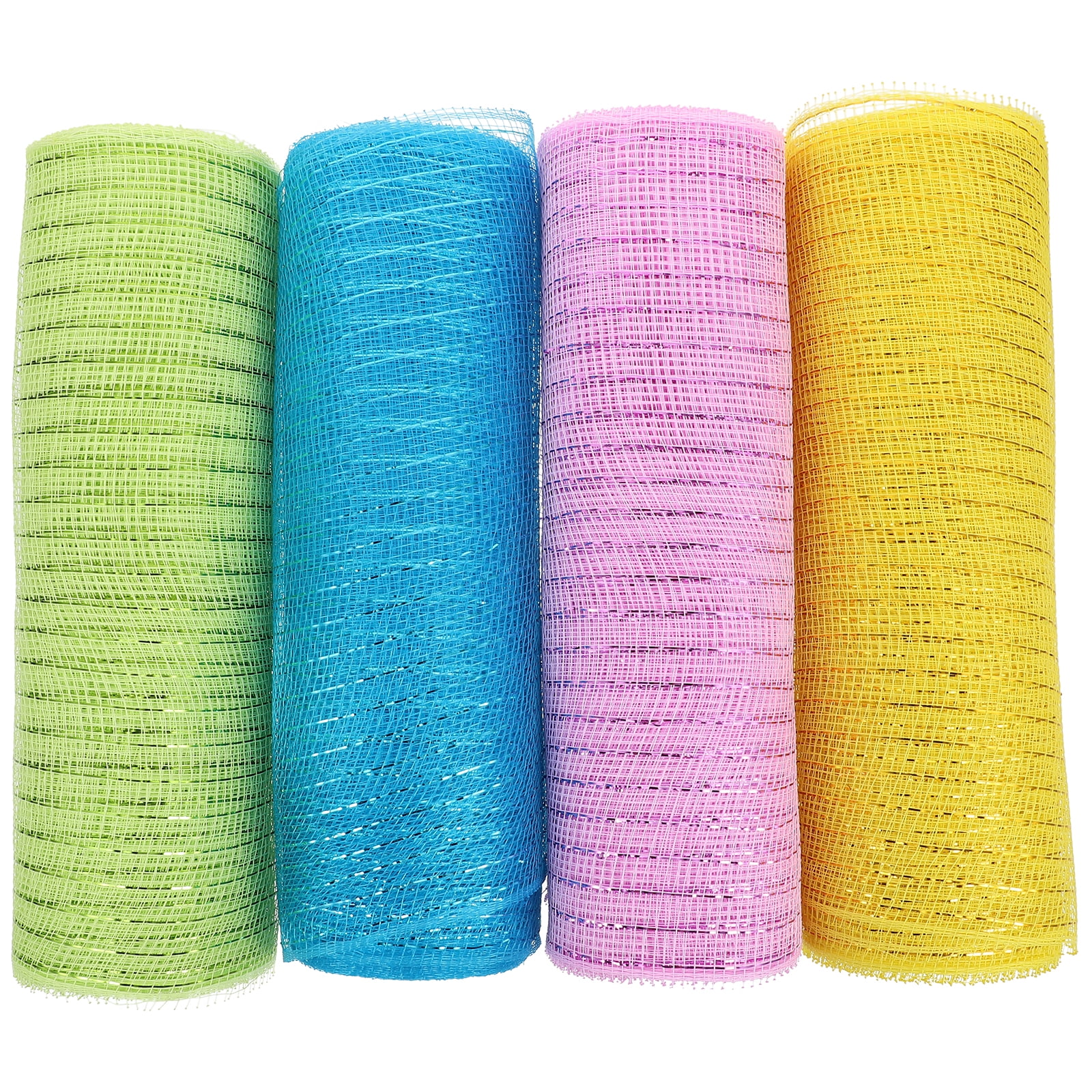Himition 4 Rolls Mesh Ribbons Poly Mesh Ribbons Easter Wreath Making ...