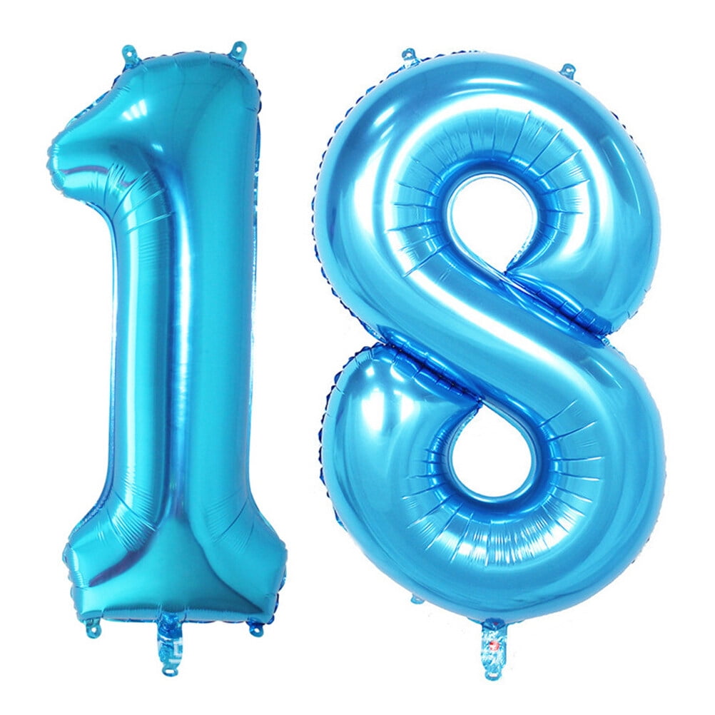 Himition 40 Inch Blue Number 18th Balloon Party Festival Decorations ...