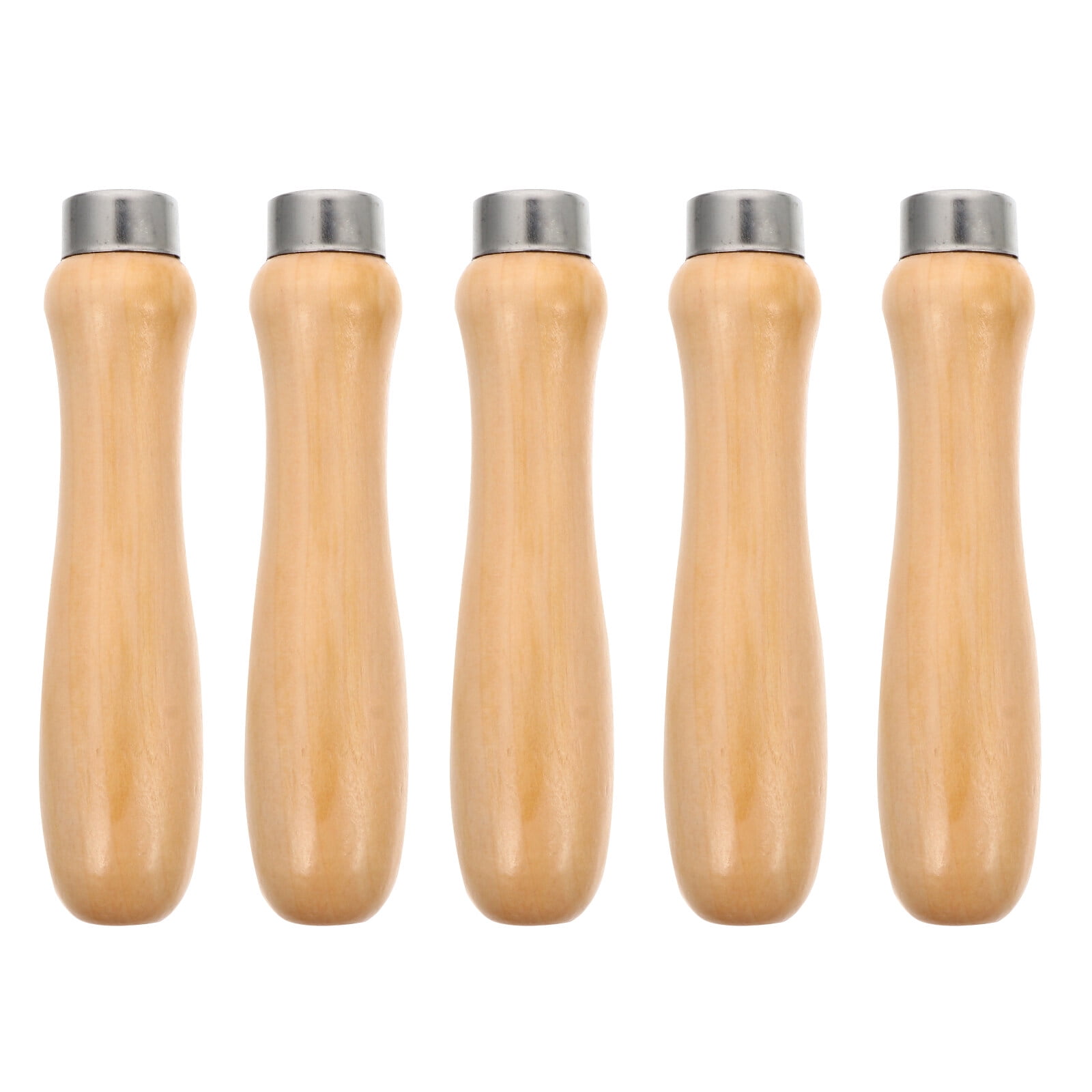 Himition 5pcs Wooden File Handle with Strong Metal Collars for Metal ...