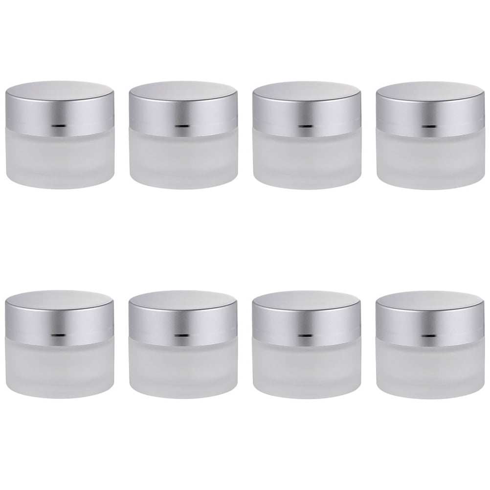 Himition 8Pcs Small Frosted Glass Bottles Jars Women Cosmetics Cream ...