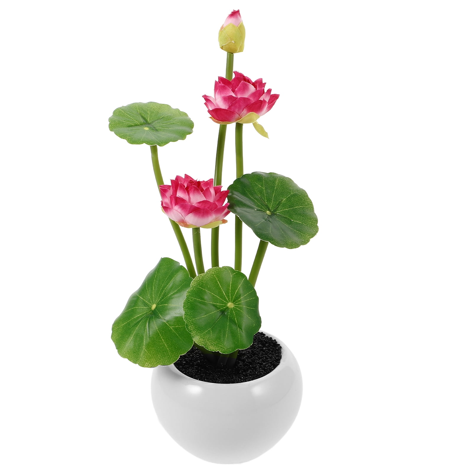 Himition Artificial Lotus Potted Plant Bonsai Desktop Lotus Bonsai ...