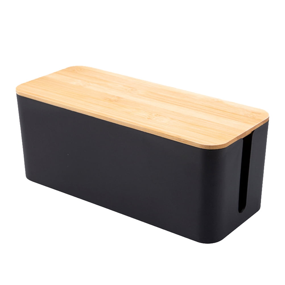 FELTECHELECTR Cable Organizer Round Holed Cable Storage Box Plastic ...