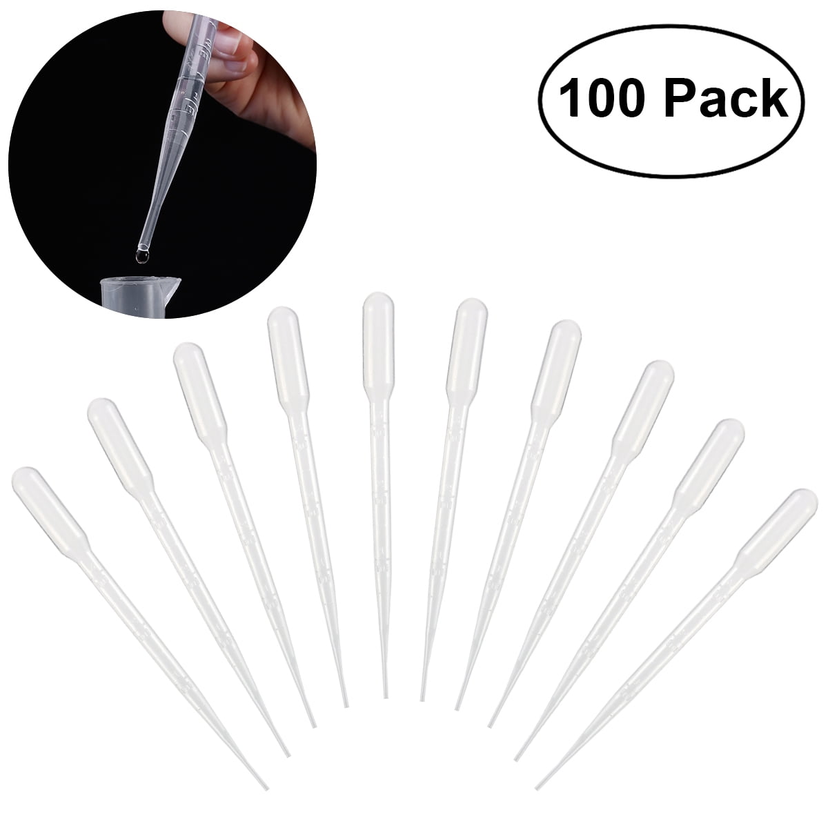 Himition UEETEK 100pcs 3ML Plastic Transfer Pipette Washable Pasteur ...