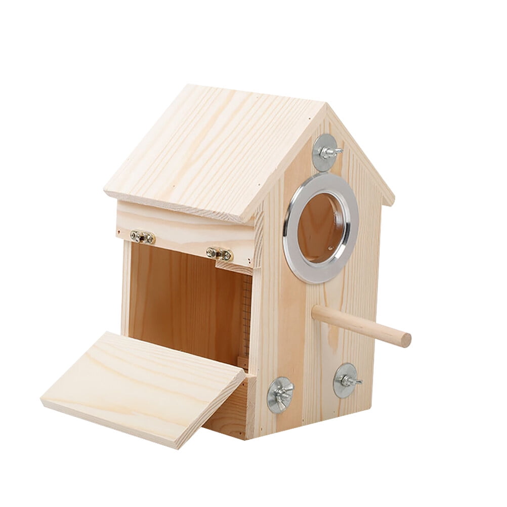 Himition Wooden Bird Breeding Box Pet Birds Aviary Parrots House Bird ...