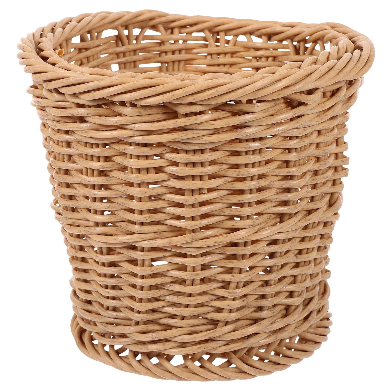 Himition Woven Waste Paper Basket Round Waste Bin Wicker Paper Trash ...