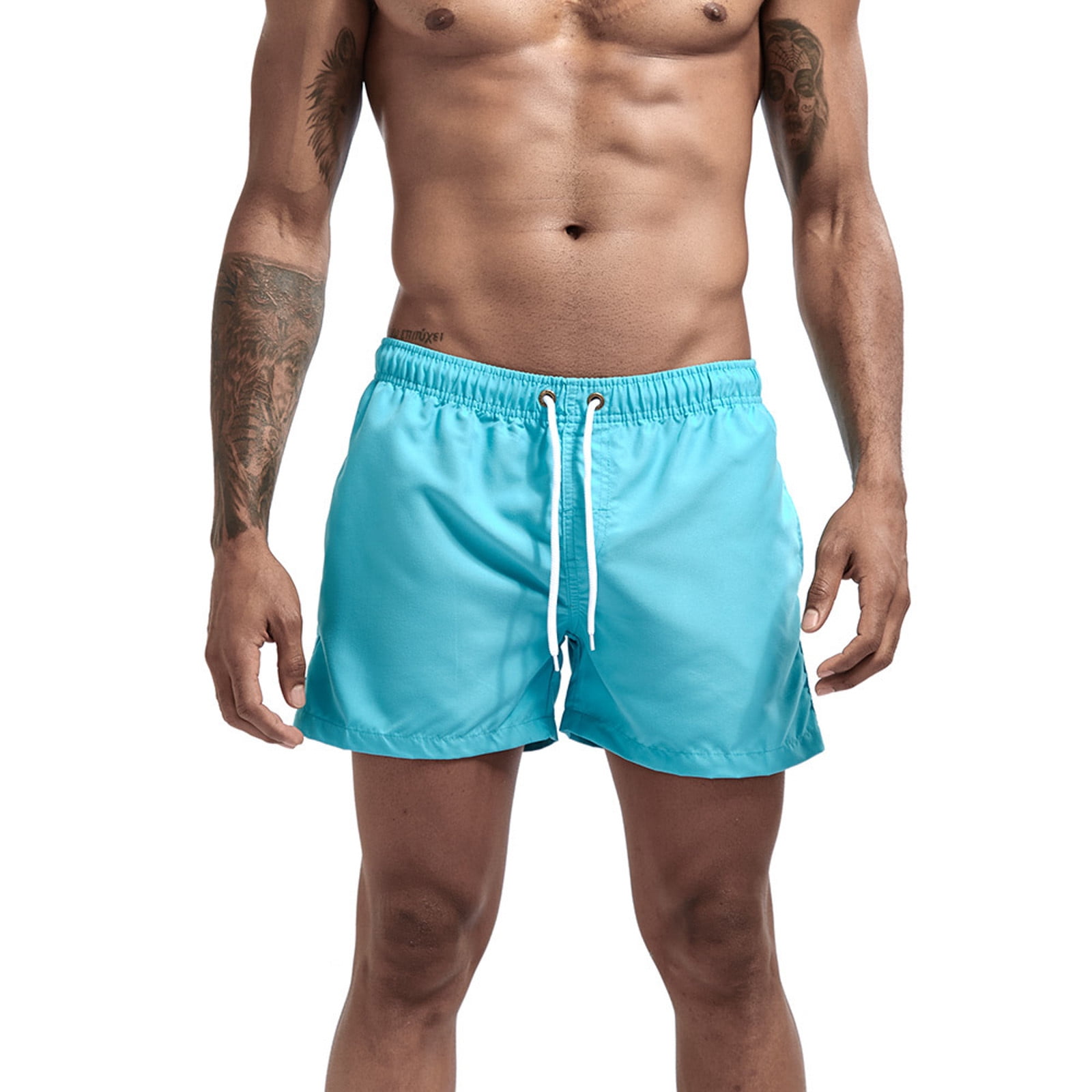 Himmake Mens Beach Shorts Long Swim Trunks Men Quick Dry White