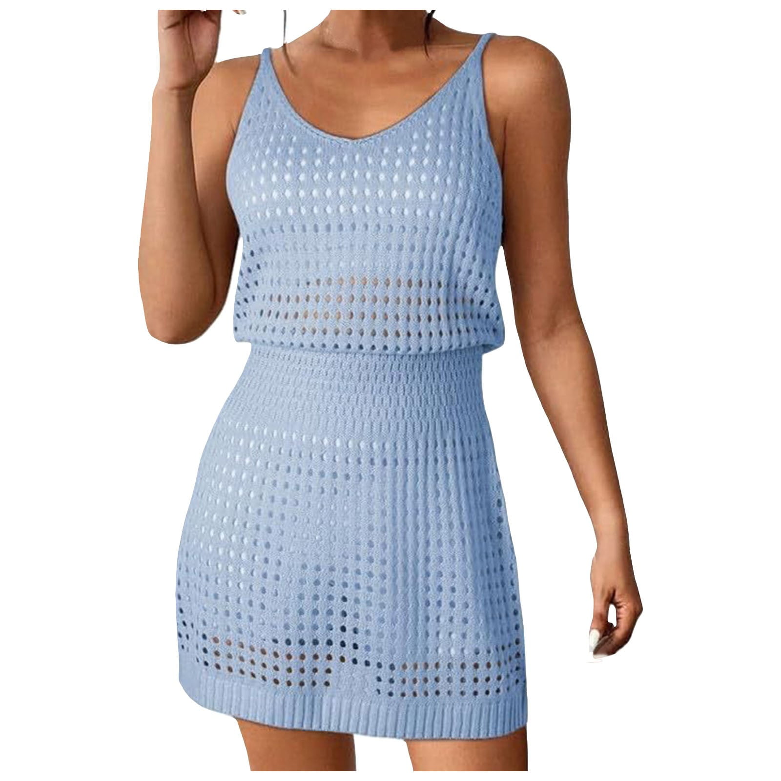 Himmake Summer Crochet Hollow Out Knit Beach Bathing Suit Swim Cover ...