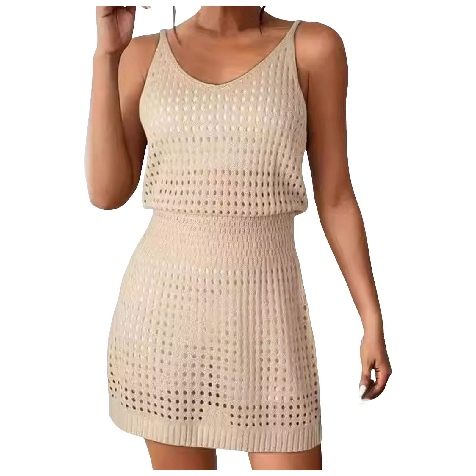 Himmake Summer Crochet Hollow Out Knit Beach Bathing Suit Swim Cover ...