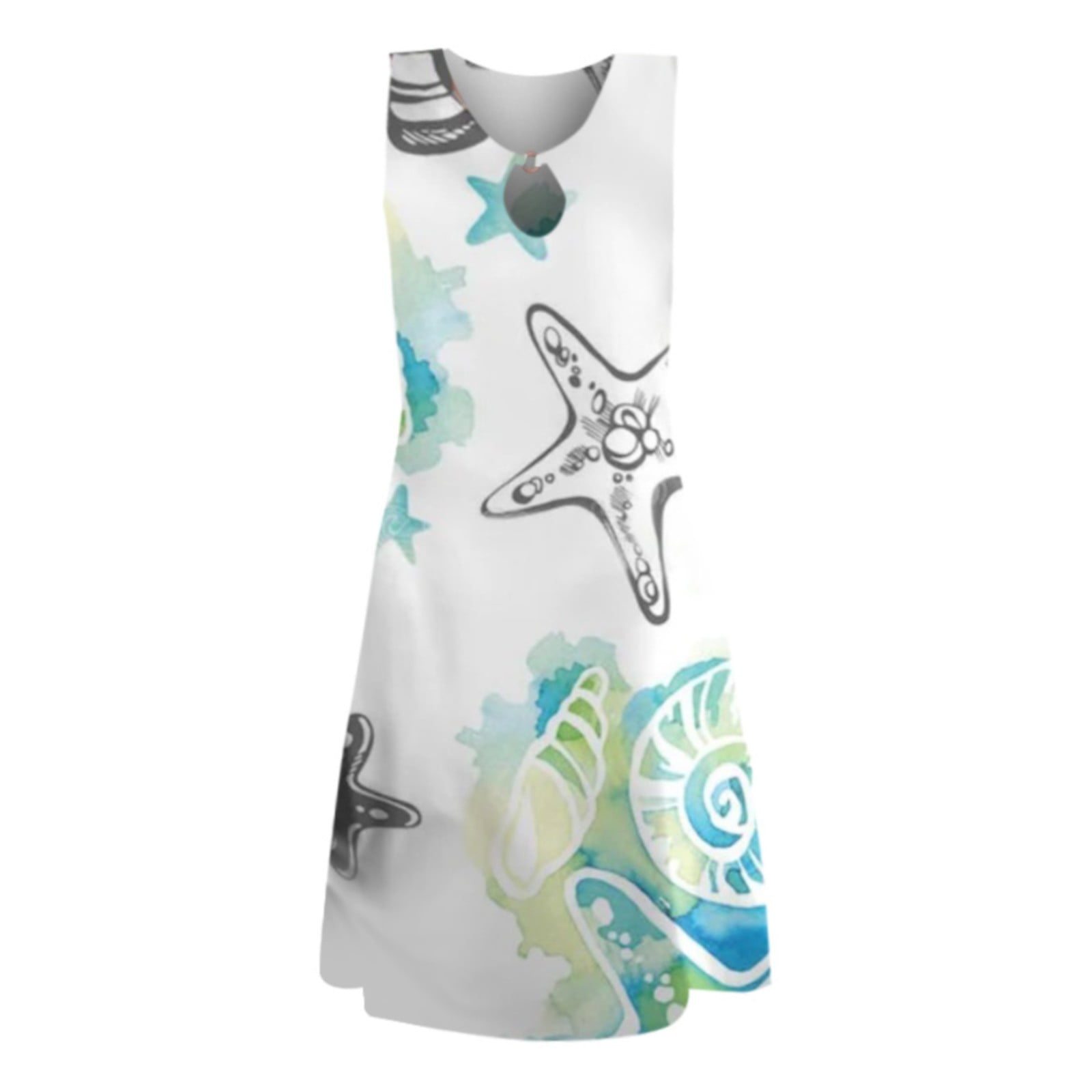 Himmake Summer Dresses For Women Beach Printing Cutout V Neck Loose