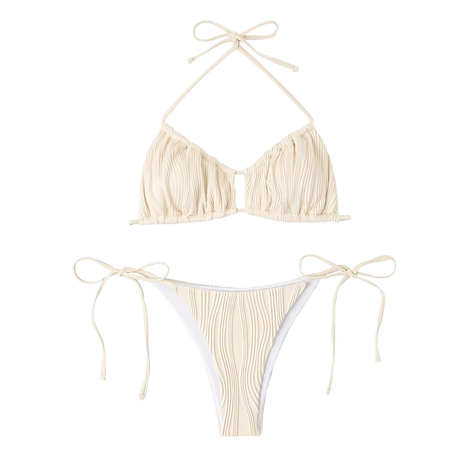 Himmake Women's Multi Color Split Strappy Bikini People Swim ...