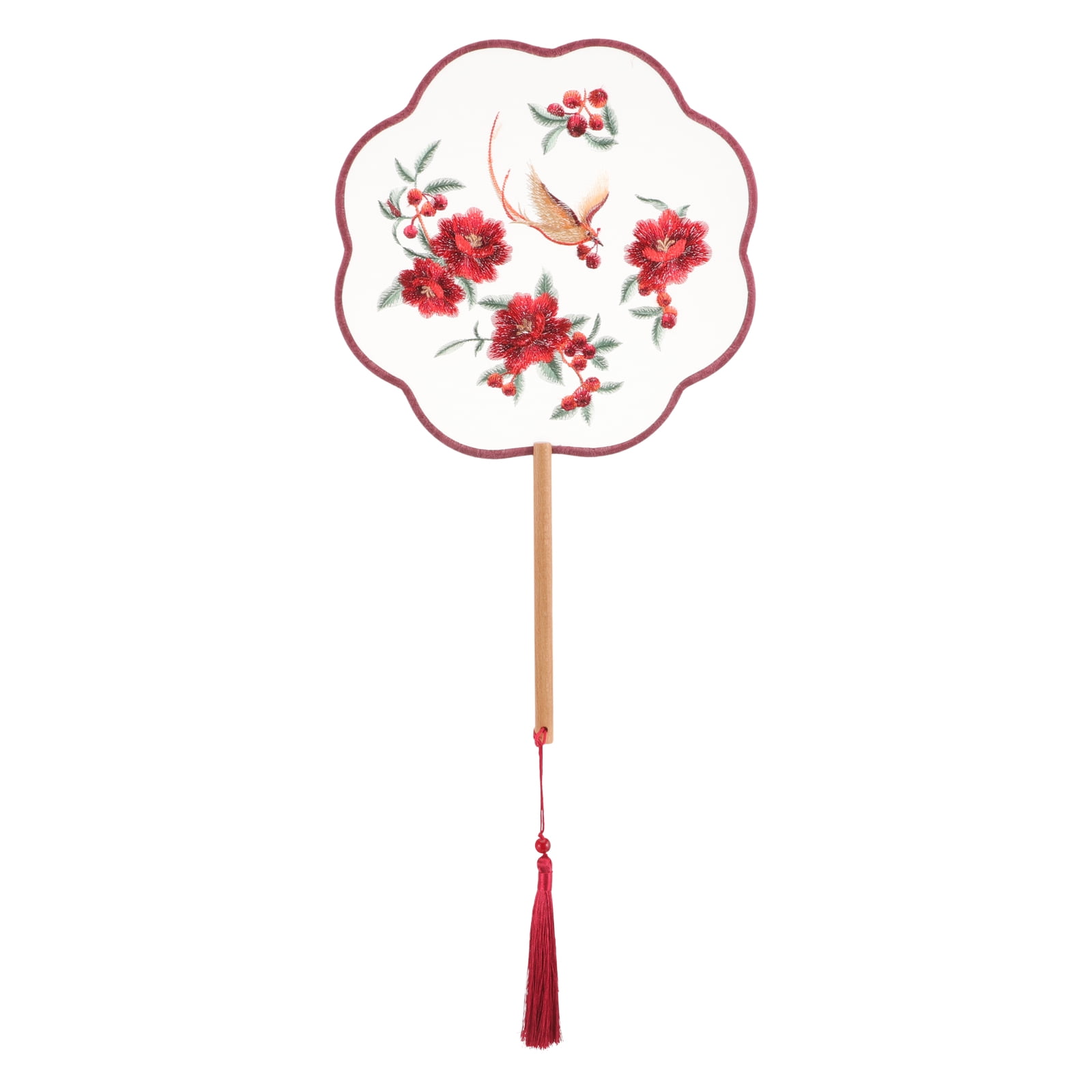 Hims Double-sided Embroidery Circular Fan Chinese Tassel Fan Circular ...