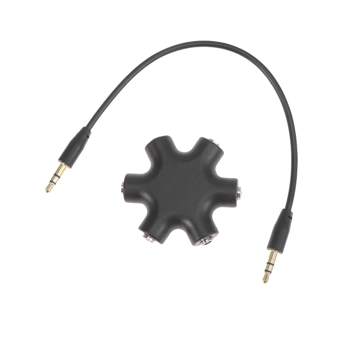 WEAVILUX Black Headphone Splitter 5-Port Audio Connector for Earphones ...