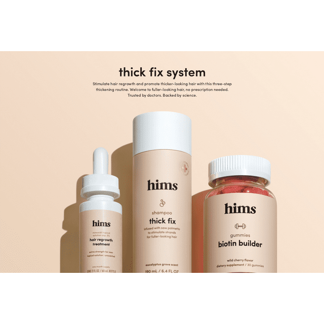 Hims Thick Fix Hair Loss Kit – Shampoo, Biotin Gummies, Minoxidil 5% ...