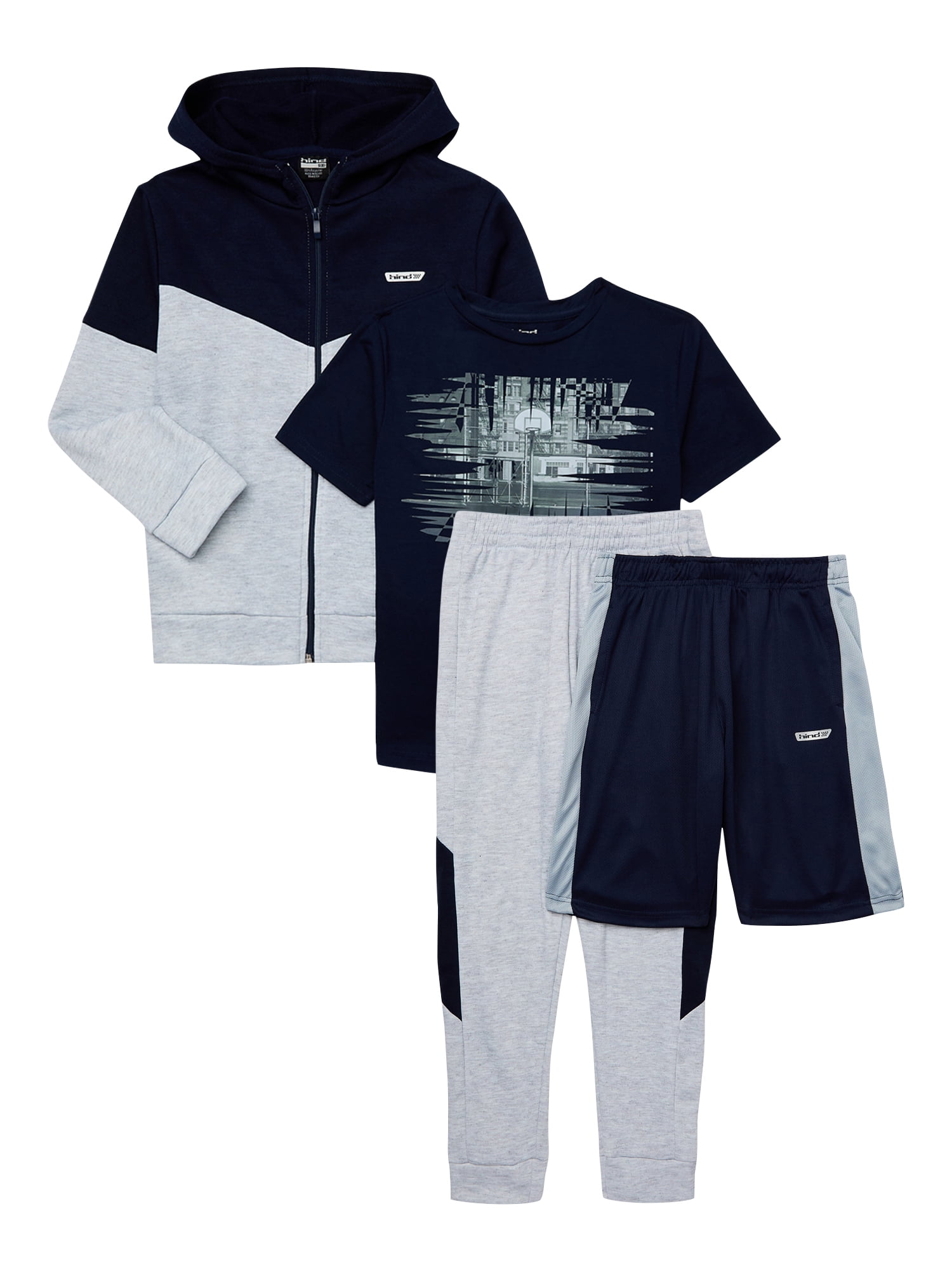 Hind Boy's Athletic Hoodie, Tee, Joggers & Shorts Set, Sizes 4-16, Fleece, Elastic - Walmart.com