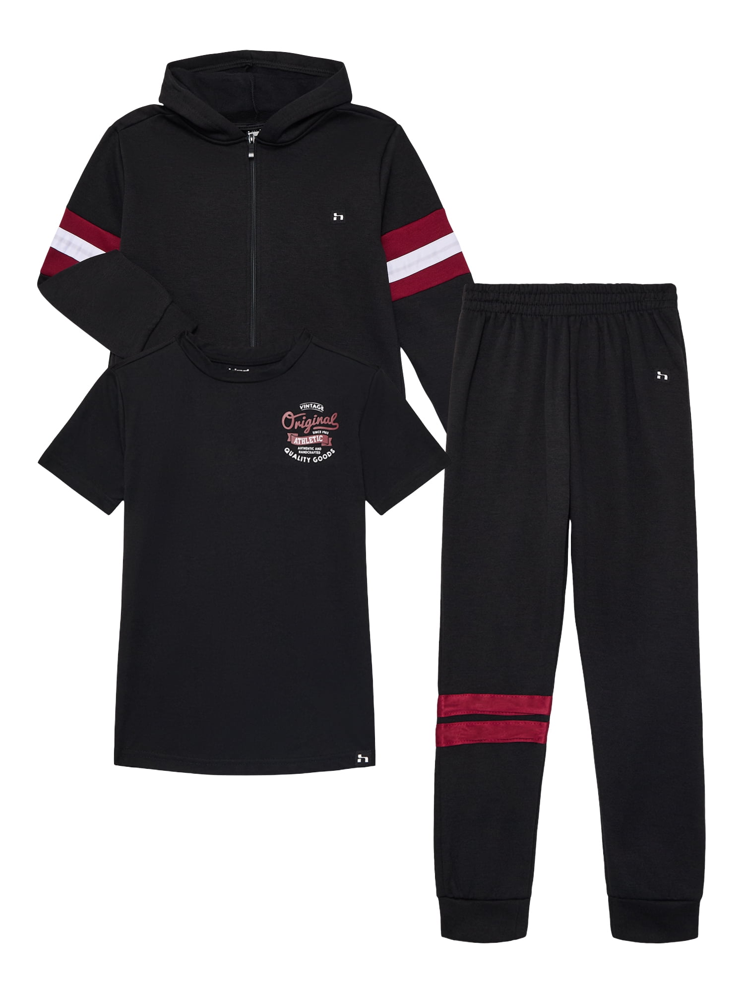 Hind Boys Athletic Hoodie Graphic Tee and Pants Outfit Set, 3-Piece ...