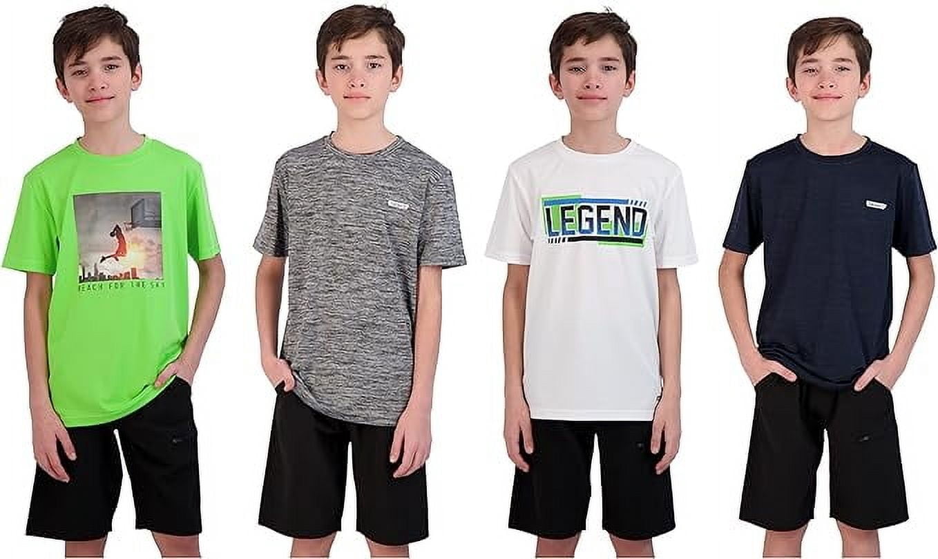 Hind Boys 4 Pack Active T Shirts Size 5-16 - Walmart.com