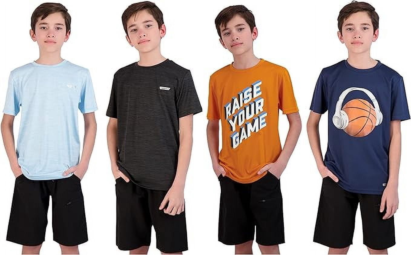 Hind Boys 4 Pack Active T Shirts Size 5-16 - Walmart.com
