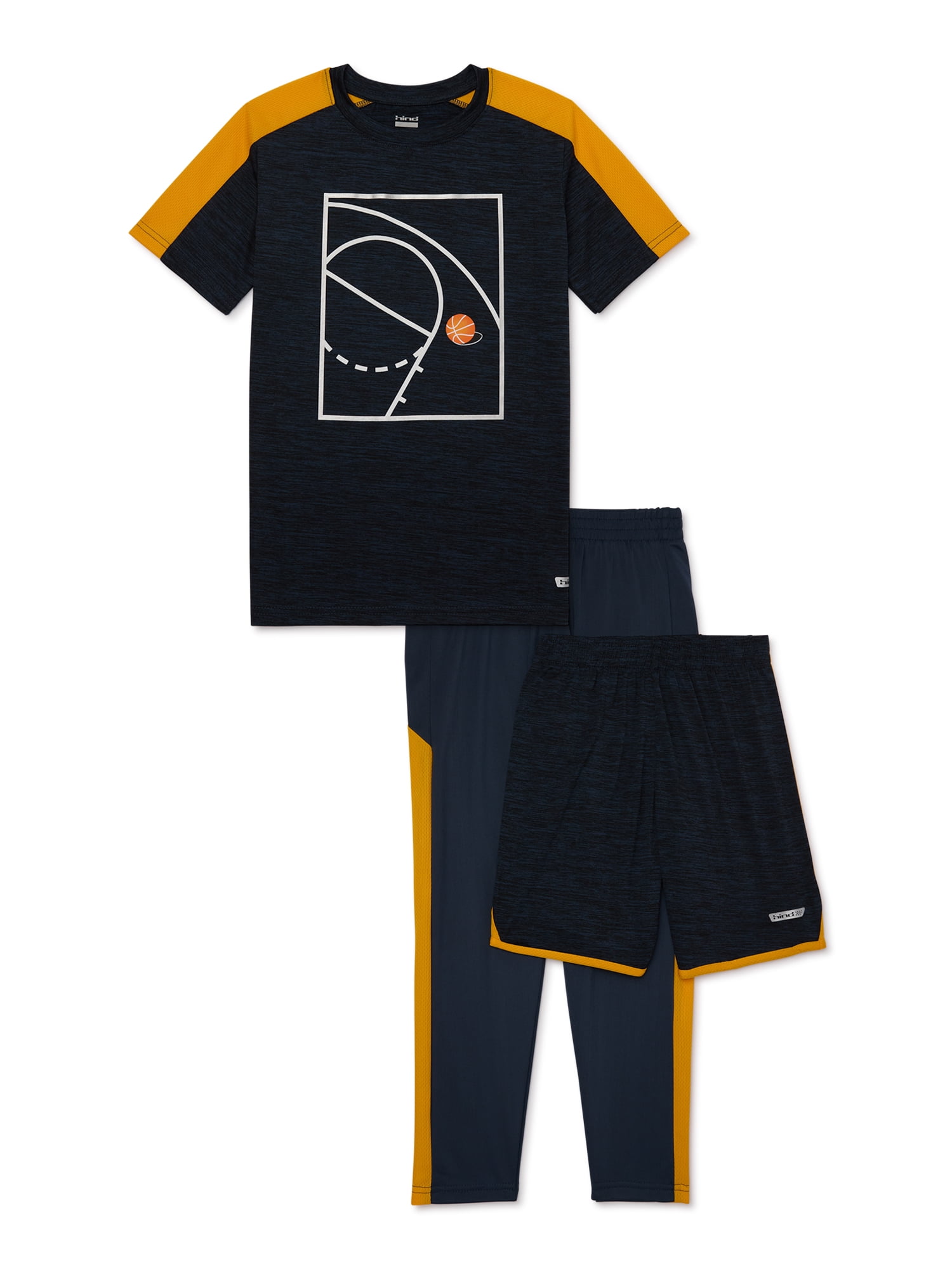 Hind Boys Athletic T-Shirt, Pants and Shorts, 3-Piece Set, Sizes 4-16 ...