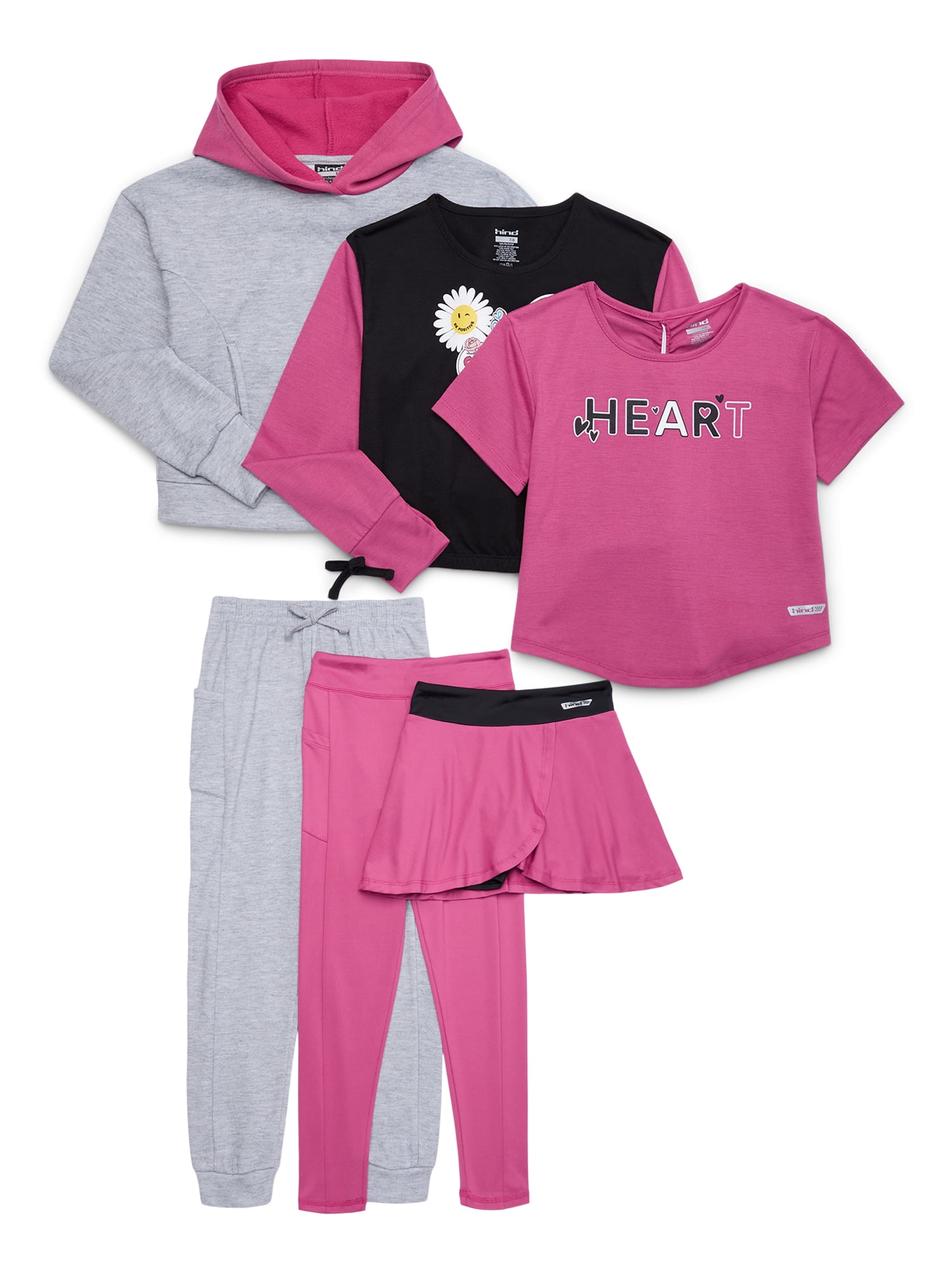 Hind Girls Athletic 6-Piece Set - Top, T-Shirt, Joggers, Shorts ...