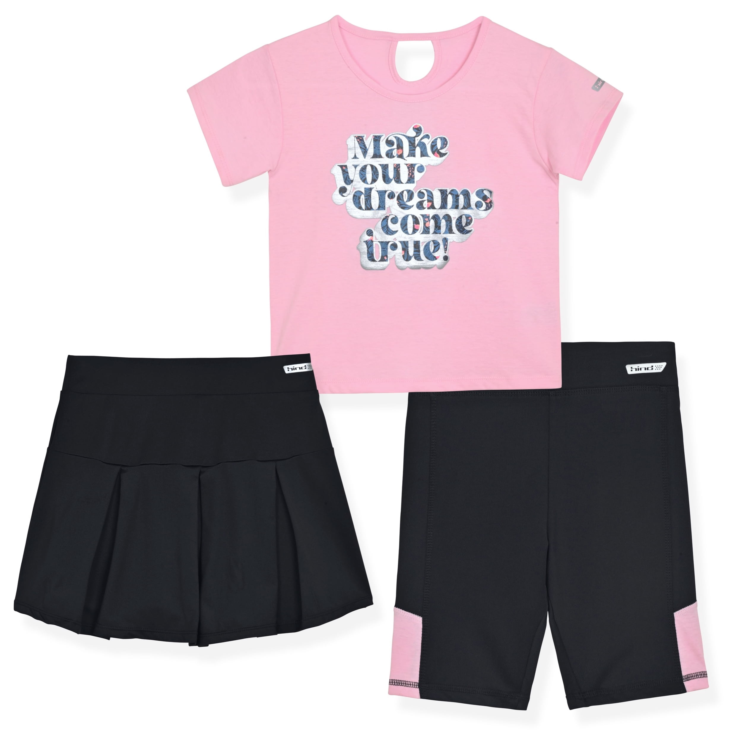 Hind Girls Active Graphic T-Shirt, Bike Shorts, Scooter Skirt Set ...