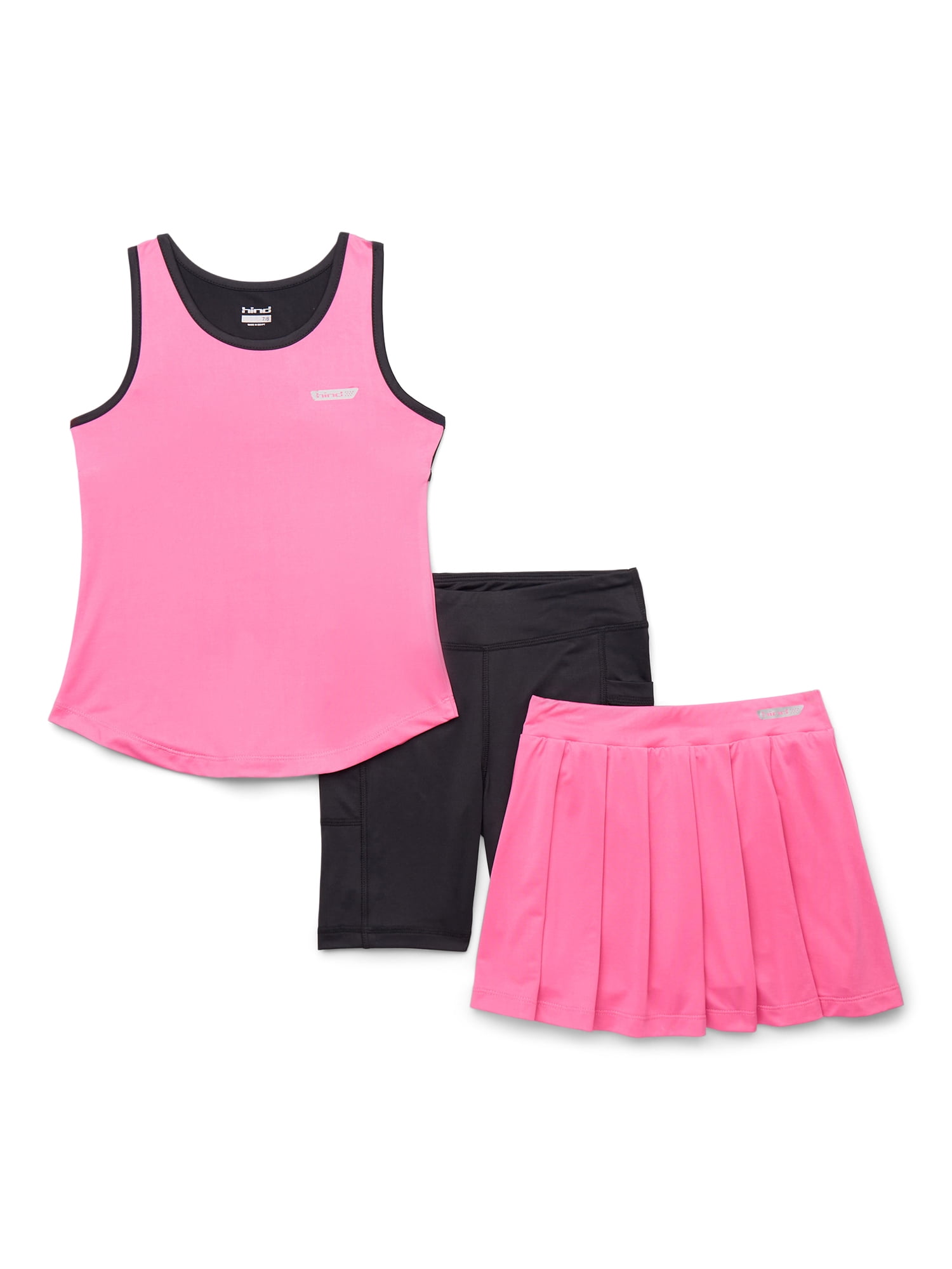 Hind Girls' Active Tank Top, Bike Shorts and Skort Set, 3-Piece, Sizes ...