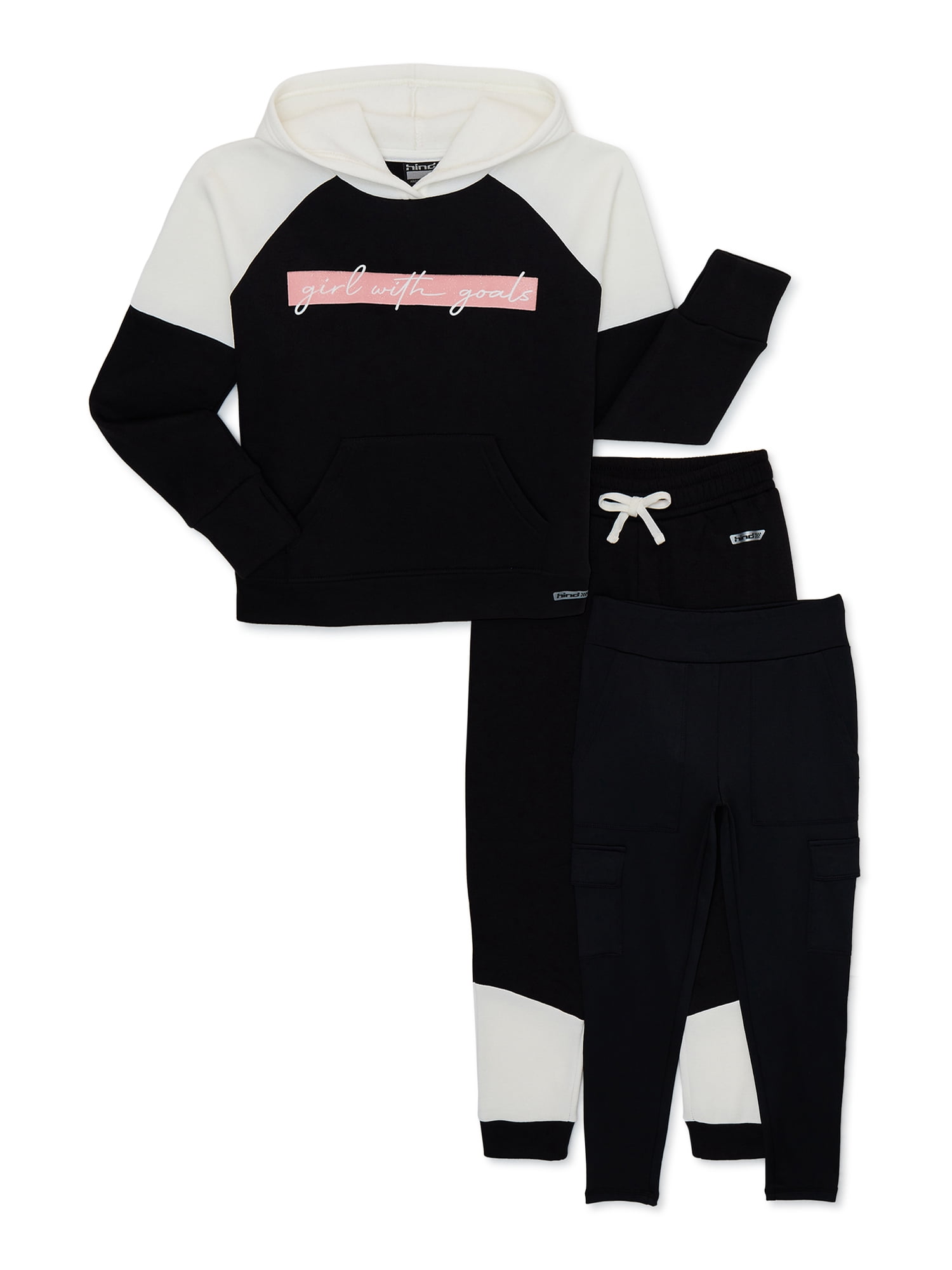 Hind Girls Fleece Hoodie and Joggers, 2-Piece Activewear Set, Sizes 4 ...