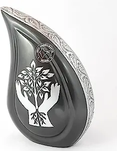 Hind HC Silver Engraved Tear Drop Adult Cremation Urn for Human Ashes ...